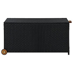 loibinfen Patio Storage Box Black Patio Garden Outdoor Storage Container for Toys, Furniture Deck box 47.2"x25.6"x24" Poly Rattan (Weight:30.86 lbs)