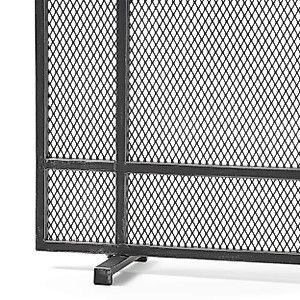 Christopher Knight Home Markus Modern Single Panel Iron Firescreen, Black Brushed Silver Finish