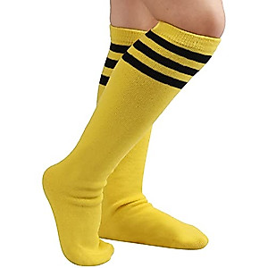 DRESHOW BQUBO Kids Toddler Soccer Socks Striped Knee High Cotton Uniform Sports Long Tube Socks for Boys Girls Child