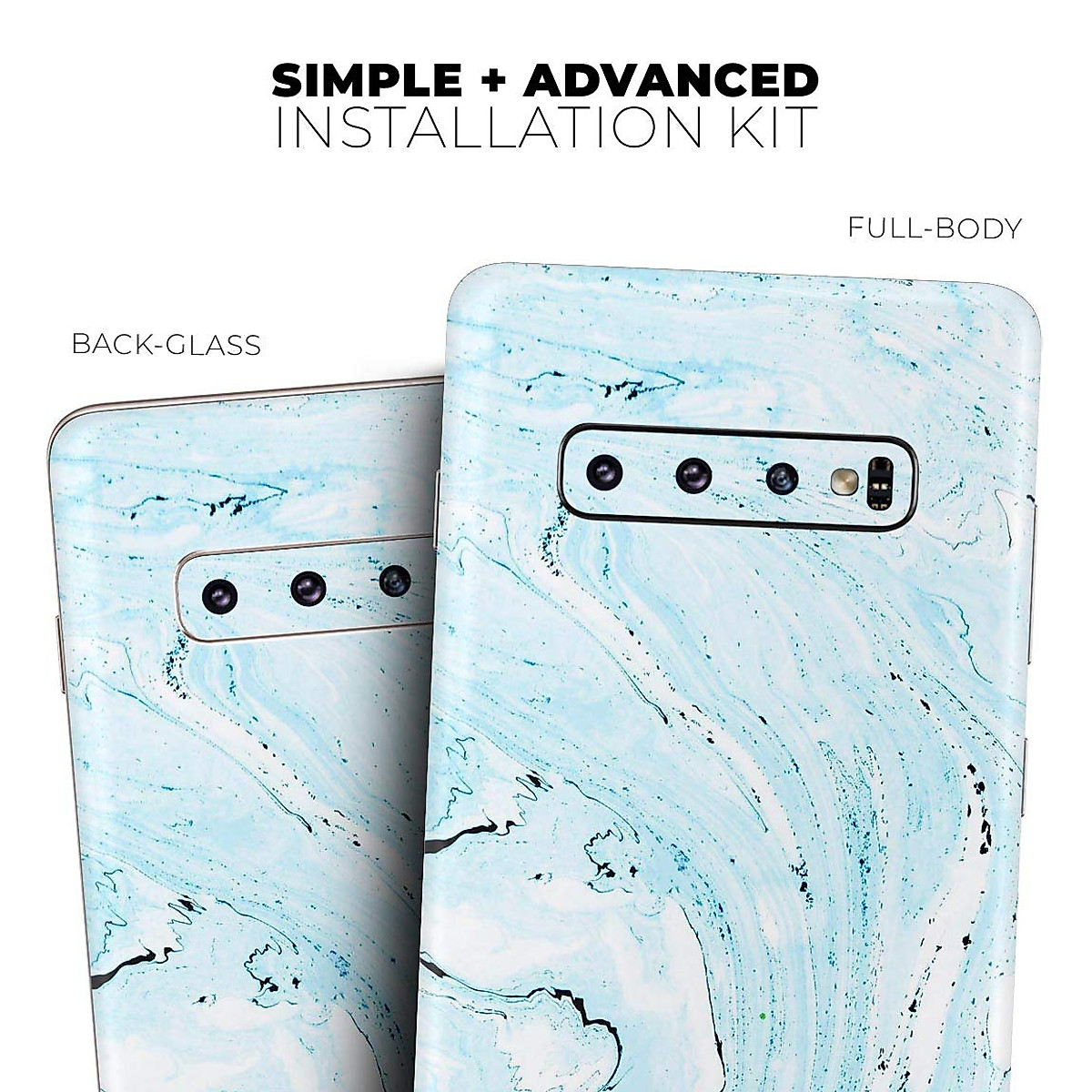 DesignSkinz Ocean Blue Textured Marble Protective Vinyl Decal Wrap Skin Cover Compatible with The Samsung Galaxy S20 (Screen Trim & Back Glass Skin)