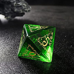 VVFOR Prism Rainbow Glass DND Dice Set Sharp Edge Polyhedral D&D dice for Role Playing Games Table Games D20 D6 D10 D12 D8 (Green Viking)