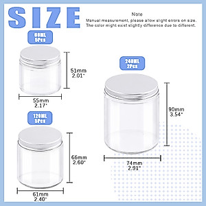 Glarks 12 Pack 2oz 4oz 8oz Glass Jars with Lids, Round Clear Glass Jars with Inner Liner and Silver Lids for Storing Creams, Beauty Products, Cosmetic, Lotion and Ointments