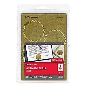 Office Depot Permanent Self-Adhesive Notarial Seals, 2in. Diameter, Pack of 44, OD98782