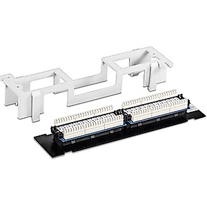 TRENDnet 12-Port Cat5e Unshielded Patch Panel, Wall Mount, Included 89D Bracket, Vertical or Horizontal Installation, Compatible with Cat5e & Cat6 RJ45 Cabling, Black, TC-P12C5V