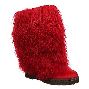 BEARPAW Women's Boetis Red Size 10 | Women's Boot Natural Fur | Women's Slip On Boot | Comfortable Winter Boot