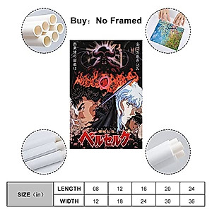 LIUBO Berserk Anime Poster For Room Aesthetic Poster Canvas Wall Art Room Aesthetic Posters 12x18inch(30x45cm)