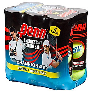 Penn Championship Tennis Balls - Extra Duty Felt Pressurized Tennis Balls - 6 Cans, 18 Balls