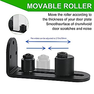 Sliding Barn Door Floor Guide Bearing Design, Barn Door Floor Guide Adjustable Rollers at The Bottom Sturdy and Durable Steel Frame.