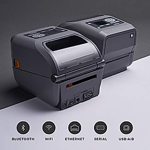 ZEBRA ZD620t Thermal Transfer Desktop Printer with LCD Screen 300 dpi Print Width 4 in WiFi Bluetooth USB Serial Ethernet ZD62143-T01L01EZ