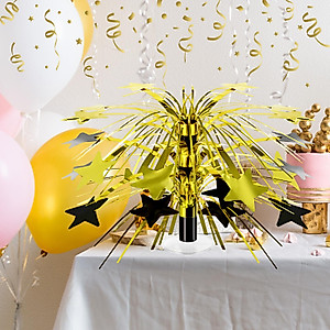 Memorywuu 6 Pcs Black and Gold Foil Spray Centerpieces for Tables Metallic Star Table Decorations for Birthday Graduation Party Favor Supplies New Year Photo Booth Props, 8.7 Inch Tall