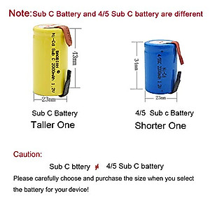 BAOBIAN SubC Sub C 2000mAh 1.2V Ni-CD Rechargeable Battery Cell with Tabs for Power Tools(15 Pcs)