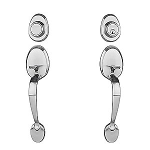 Dynasty Hardware Colorado Front Door Handleset Door Lock with Heritage Lever Right Hand Active, with Colorado Dummy Handleset Left Hand, Satin Nickel Finish