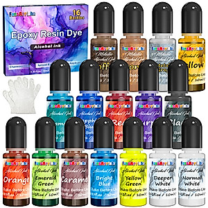Alcohol Ink Set - 24 Vivid Colors, Concentrated Alcohol-Based Ink, Epoxy Resin Paint with Metallic Color Dye for Resin Coasters, Acrylic Painting, Tumbler Making,10ml Each