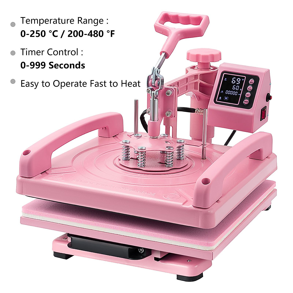 Leomru 8 in 1 Heat Press Machine 15x15 Inch, Heat Press Machine for T Shirts Hat Cap Mug Plate 360° Swing Away, Sublimation Heat Press Heat Transfer Machine W/ 30OZ Tumbler Press Pink