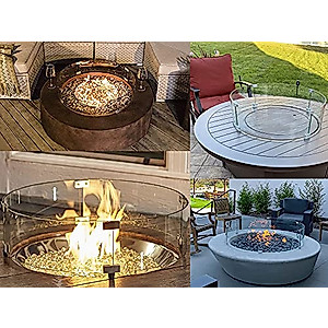 Fire Pit Wind Guard Round, Fire Pit Round Glass Wind Guard, Fire Table Wind Guard Round, Fire Pit Shield Round 23" x 6", by GFGRGD