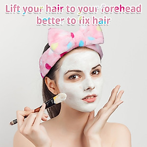 Riceshoot 24 Pcs Spa Headband Bow Hair Band for Washing Face Women Skincare Headbands Elastic Makeup Headband Coral Fleece Face Wash Headband Facial Headband Hairlace Head Wraps for Cosmetic Shower