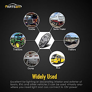 Partsam 8pcs 2.5" Oval Side Fender Marker Light Red/Amber Clear Lens Universal Surface Mount 2 LED Light, Truck Boat Trailer Sealed Mini Trailer Clearance Identification Lights(4 Red+4 Amber)