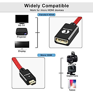 ANNNWZZD Micro HDMI to HDMI Adapter, HDMI Female to Micro Male Cable Support 1080P 3D 4K for Go pro Hero and Other Action Camera