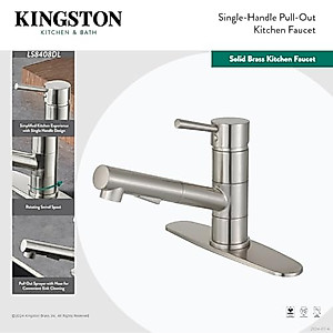 Kingston Brass LS8403DL Concord Pull-Out Sprayer Kitchen Faucet, Brushed Brass