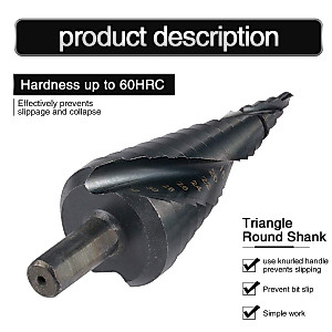 HOHXEN 3 Packs Spiral Step Drill Bit Set with 4-12mm/4-20mm/ 4-32mm, Total 32 Sizes, 1/4" Hex Shank Cone Titanium Coated High Speed Steel, Multi-Functional Industrial DIY Metalworking tools