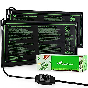 MET Certified 2 Pack Seedling Heat Mat, Seedfactor Adjustable Temperature Waterproof Durable Germination Station Heat Mat, Warm Hydroponic Heating Pad for Indoor Home Gardening Seed Starter