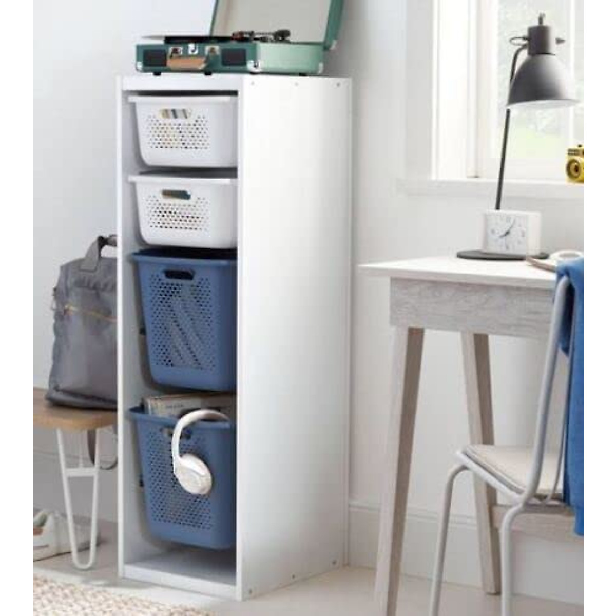 Tall Sliding Bin Cube White