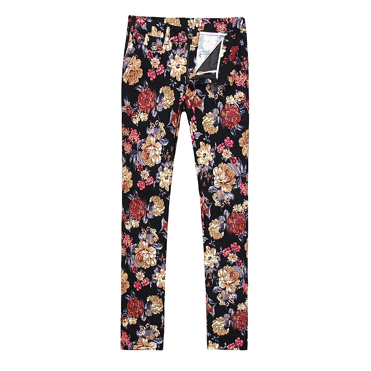 Mens 2 Piece Suit Notched Lapel Sport Coat Floral One Button Slim Fit Tweed Suit, K1, X-Large