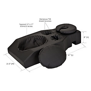 EARTHLITE Pregnancy Massage Cushion & Headrest - Full Body Pregnancy Bolster / Ideal After Breast Surgery & Lower Back Pain, Black