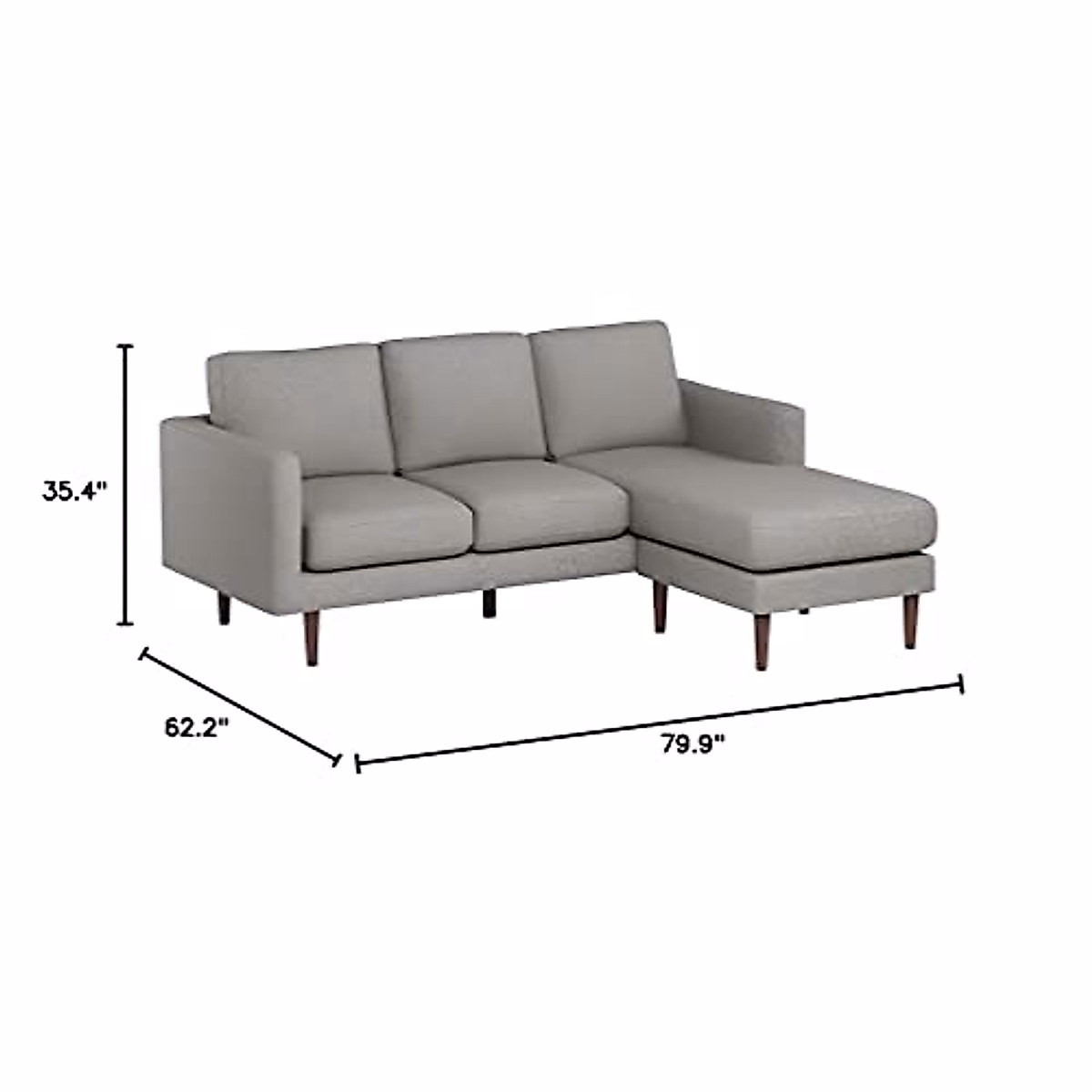 Amazon Brand – Rivet Revolve Modern Upholstered Sofa with Reversible Sectional Chaise, 80"W, Grey Weave