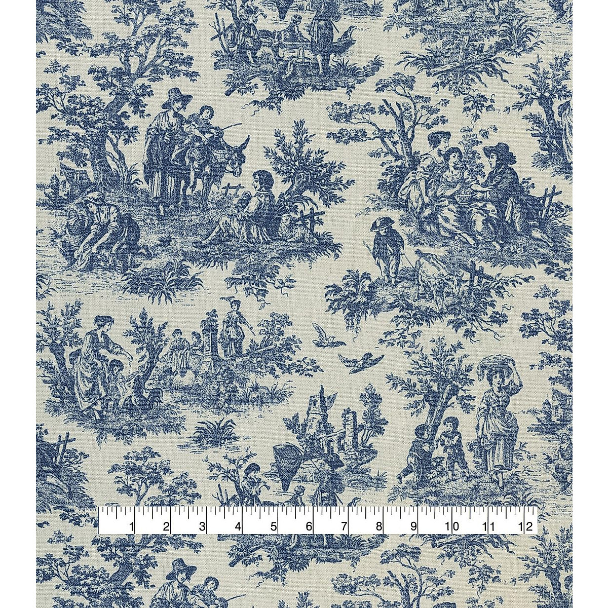 Waverly - Premium Printed Cotton Fabric by The Yard, Floral Design, DIY, Craft, Project, Sewing, Designer Upholstery and Home Decor, 54" Wide (Rustic Life Collection, Indigo)