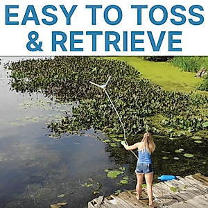 Jenlis The Original Weed Razer, Lake Weed Cutter, Large Pond Aquatic Plant Cutting Tool, Long and Sharp Razor Blades Shear Cattail, Reed, Lilly & Chara Algae, 48 Inch Cut Width, 25 Foot Throw Rope