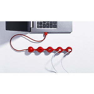 LEXON PEAS HUB 2 4-Port Hub, Charge 2 x USB, 2 x USB-C 2 Smartphones Simultaneously, Copper Inner Cable LD143DR, Dark Red