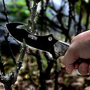 Mossy Oak Fixed Blade Hunting Knife Set - 2 Piece, Full Tang Handle Straight Edge and Gut Hook Blades Game Processing Knife, Sheath Included