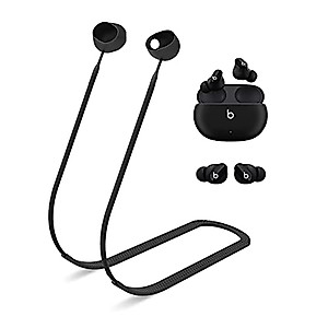 SUIHUOJI for Beats Studio Buds Strap, Soft Silicone Special Anti-Skid Design Sports Anti Lost Strap Lanyard Accessories Compatible with Beats Studio Buds Earbuds Neck Rope Cord(Black)