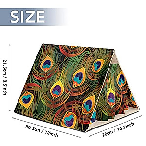 Small Pet Hideout Peacock Feathers Pattern Hamster House Guinea Pig Playhouse for Dwarf Rabbits Hedgehogs Chinchillas