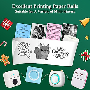 Vicbear 16 Rolls Mini Printer Paper, Including 5 Thermal Sticker Paper Rolls, 6 Colored, and 5 White Plain Paper Rolls for Mini Thermal Printer, 57x25 mm, Compatible with Most Mini Receipt Printers