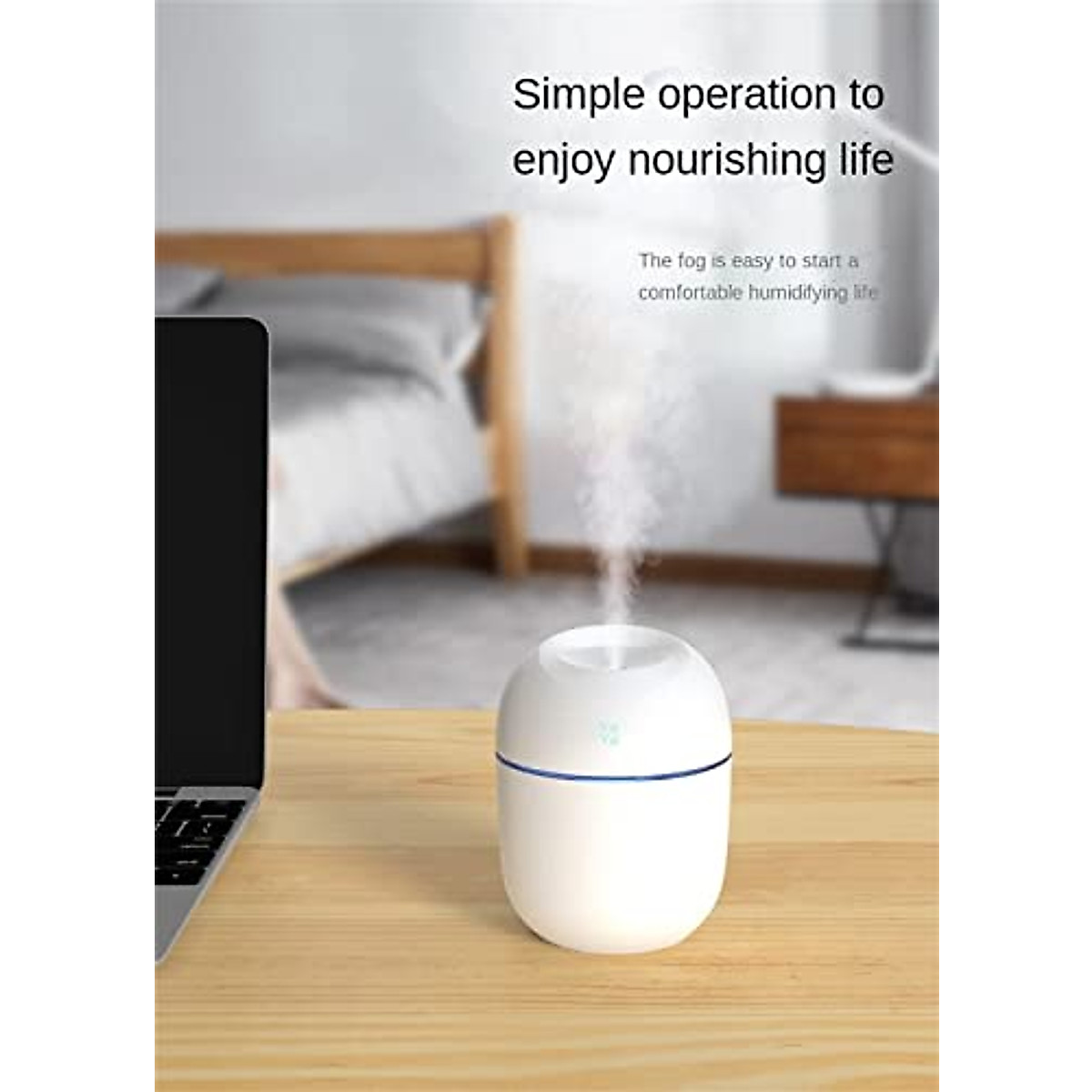 Portable Mini Humidifier, 220ml Small Cool Mist Humidifier, USB Personal Desktop Humidifier for Baby Bedroom Travel Office Home, Auto Shut-Off, 2 Mist Modes, Super Quiet (White)