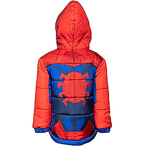 Marvel Avengers Spider-Man Little Boys Winter Coat Puffer Jacket Spider-Man, Red, 6
