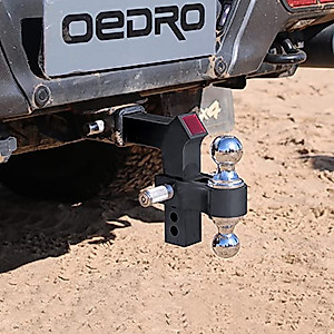 OEDRO Adjustable Trailer Hitch, 6 Inch Drop Hitch Ball Mount Fits 2.5 Inch Receiver, Forged Aluminum Towing Hitch, 2" & 2-5/16" Tow Balls with Double Pin Key Locks, 14,500lbs.