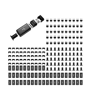 diymore 50 Packs Micro USB Type B Male Plug Connector Kits with Plastic Cover for DIY