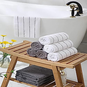 Vnoss 6 Pack Hand Towels – Super Absorbent, Fast Drying, Premium Microfiber Bathroom Towel - Multipurpose for Hotel, Travel, Sports, Spa Hand Towel 16 x 28 Inches - Gray