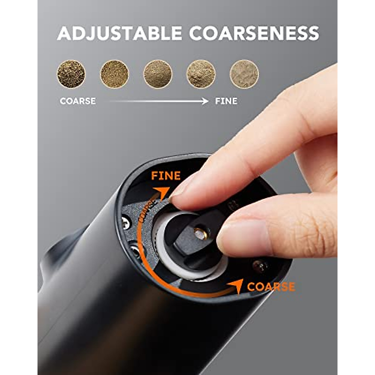 FORLIM Rechargeable Salt and Pepper Grinder Set with USB Base, Automatic Electric Pepper Mill, Adjustable Coarseness, with White LED Light, High Speed Grinding, One Hand Operation, 2 Mills