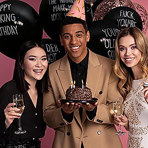 32 Piece NSFW Funny Abusive Old Age Birthday 12 Inch Party Balloons for adults with 10 Different rude, Offensive, and Sarcastic Phrases - Warning Adult Language