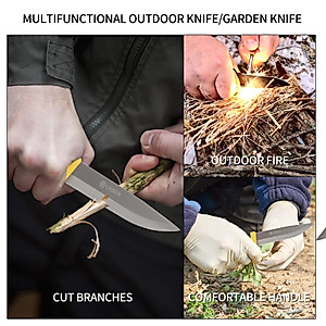 Linsen-outdoor Fixed Blade Knife With Sheath Camping Knife Outdoor 4 Inch Single Edge Blade Stainless Steel Sharpe Survival Knives For Garden Grafting