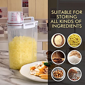 Rice Storage Bin Cereal Containers Dispenser with BPA Free Plastic + Airtight Design + Measuring Cup + Pour Spout - 2KG Capacities of Rice Perfect for Rice Cooker