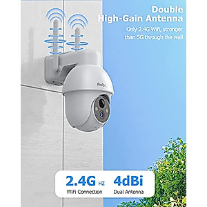 Rebluum Security Camera Wireless Outdoor, 2K Solar Security Camera,Battery Powered 360°PTZ Security Camera,Color Night Vision,PIR Motion Detection,2-Way Audio,Compatible with Alexa
