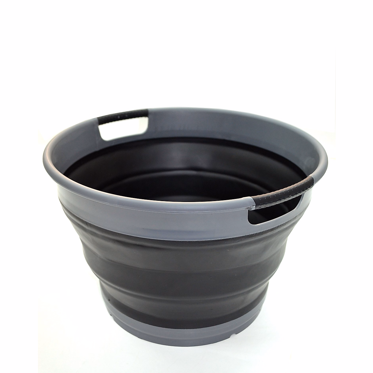 SAMMART 13L (3.4 Gallon) Collapsible Round Tub - Foldable Storage Container/Organizer - Portable Washing Bin - Space Saving Laundry Hamper/Basket, Water Capacity 10L (2.64 Gallon) (Black)