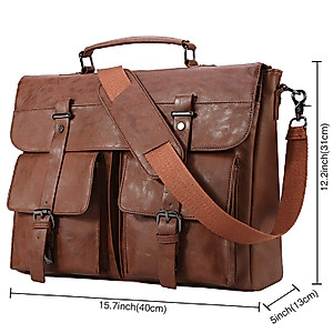 Leather Messenger Bag for Men,15.6 Inch Vintage Laptop Bag Briefcase Satchel