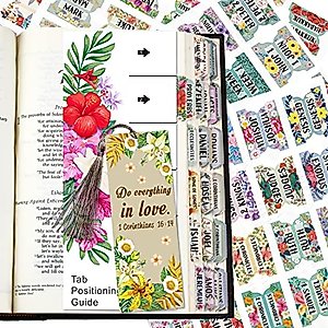 Bible Index Tabs New & Old Testament Tabs Matte Laminated Floral Design - 121 Pcs (Floral)