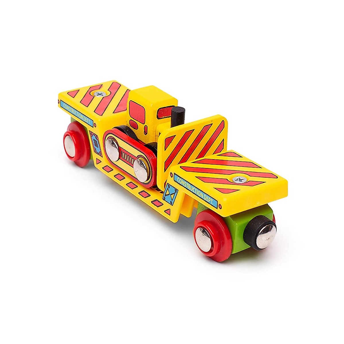 Bigjigs Rail Wooden Bulldozer Low Loader - Most Other Major Wooden Rail Brands are Compatible
